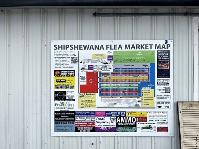 The market map: equal parts treasure map and survival guide. Without it, you might spend your golden years wandering these grounds, still searching for the exit. 
