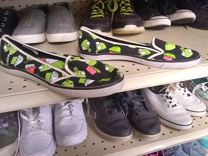 These aren't just shoes&mdash;they're personality statements waiting for the right feet. The Invader Zim slip-ons practically beg for a second chance at adventure.