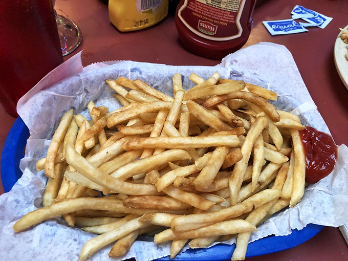 French fries so perfectly golden they deserve their own trophy. Crisp exterior, fluffy interior&mdash;the platonic ideal of what a fry should be.