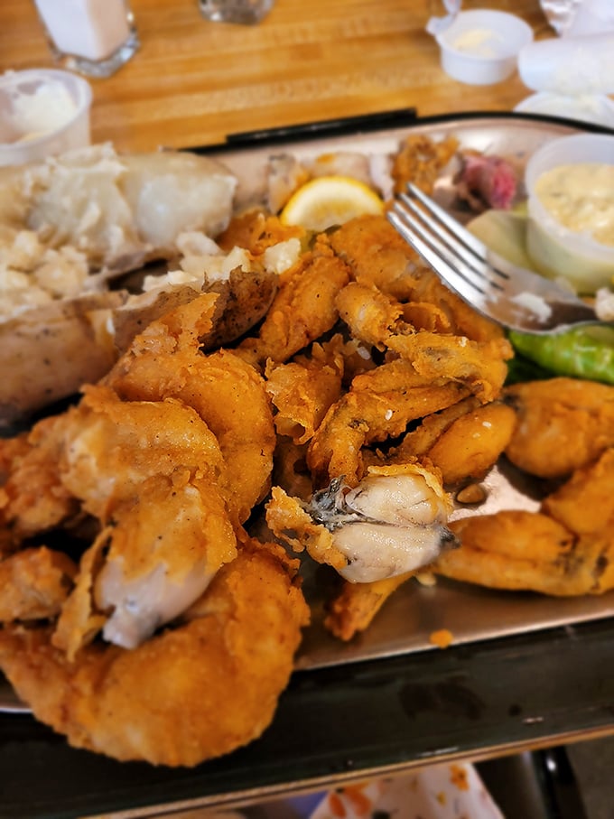 Golden-fried perfection that makes you wonder if mermaids dream of this very plate when they're feeling peckish.