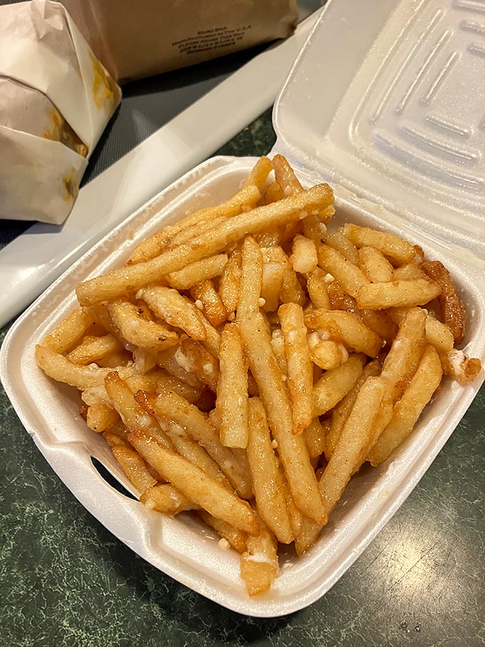 Golden, crispy, and perfectly salted&mdash;these fries aren't trying to reinvent the wheel, just roll it straight to flavor town.
