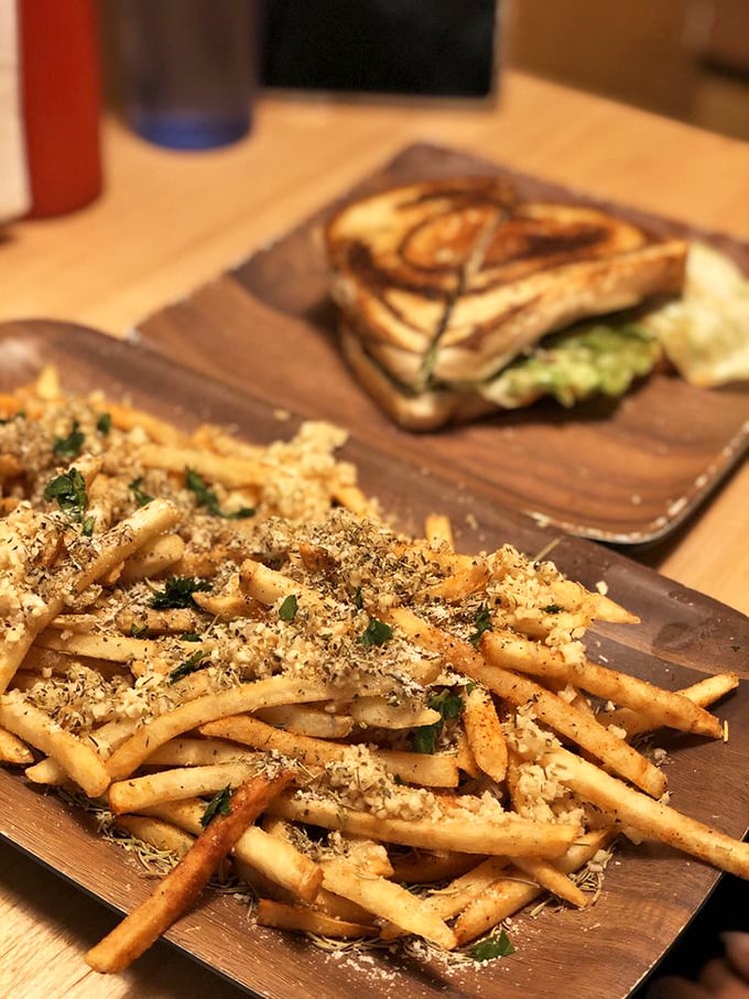The parmesan garlic herb fries don't just elevate the humble potato &ndash; they send it to the stratosphere with a shower of cheese and herbs.