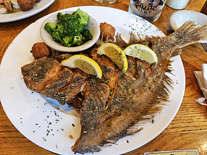 This whole fried fish stares back at you as if to say, "Worth the trip, wasn't I?" The answer is an emphatic yes.