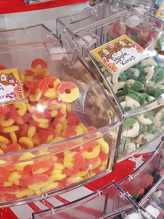 Peach rings and apple rings living in harmony. The United Nations should take notes on how these gummies achieve peaceful coexistence.