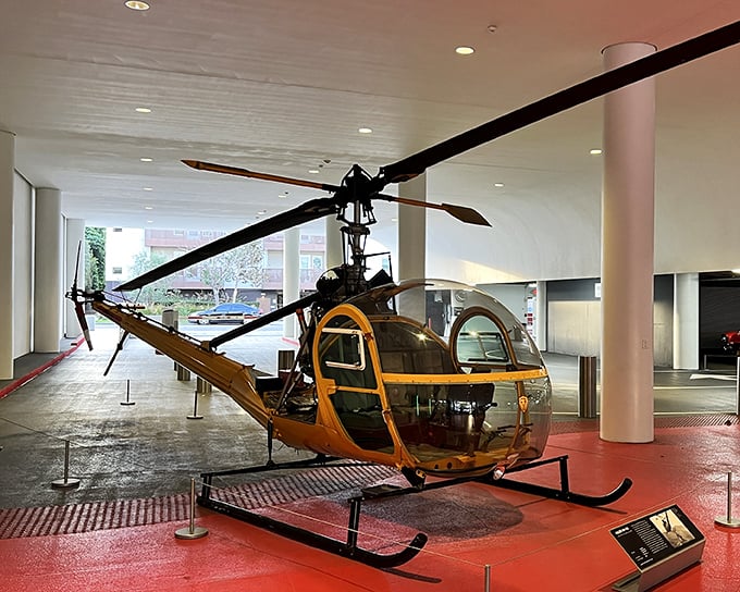 Not all treasures at Petersen have four wheels. This vintage helicopter proves that automotive dreams sometimes take flight.