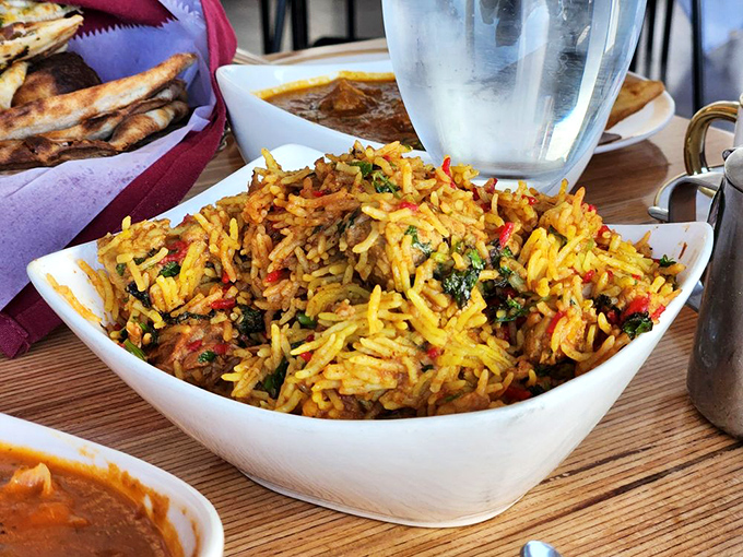 This isn't just rice; it's biryani&mdash;a technicolor dream of spices where each grain tells a different story. Turmeric never looked so tempting.