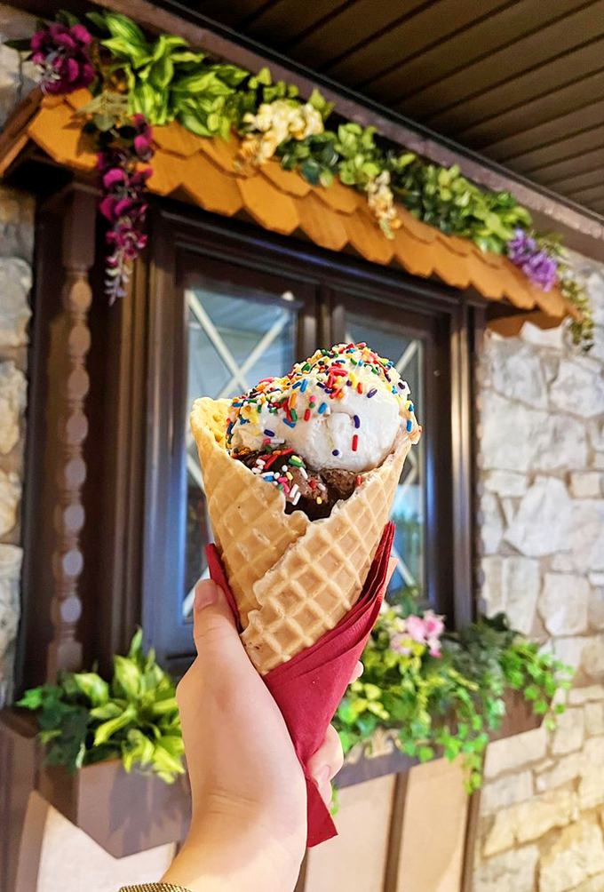 Ice cream perfection that makes you wonder why you ever settled for the frozen stuff from the grocery store. That waffle cone deserves a standing ovation.