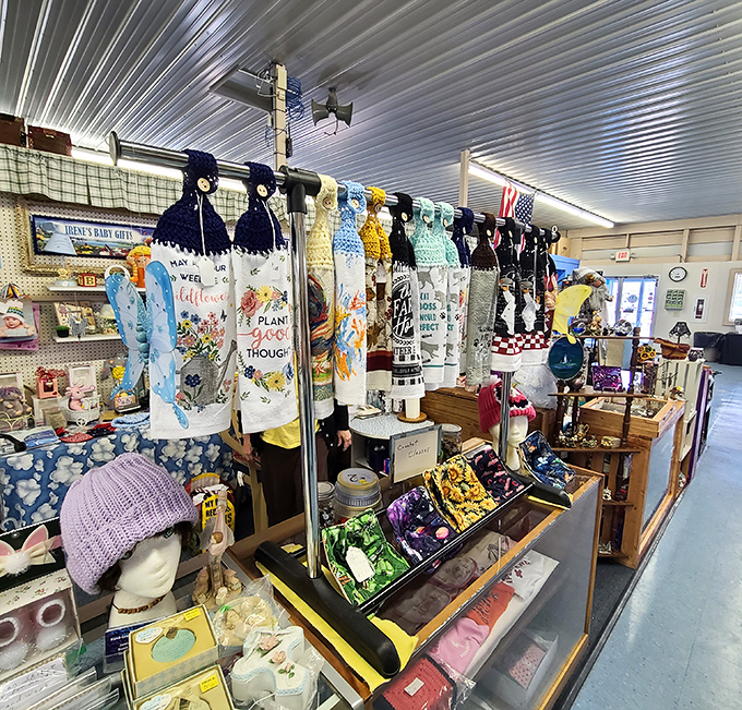 Handcrafted treasures and colorful accessories create a kaleidoscope of possibilities for shoppers seeking unique gifts with personality.