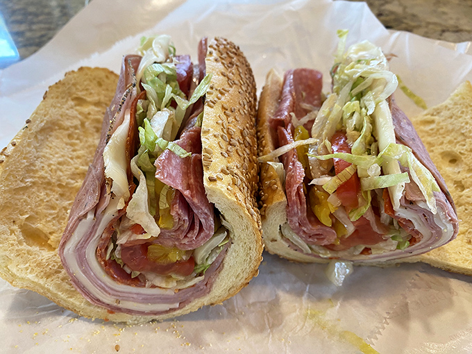 Layer upon glorious layer—the Italian hoagie at Altomonte's doesn't just satisfy hunger; it resolves existential crises one bite at a time.