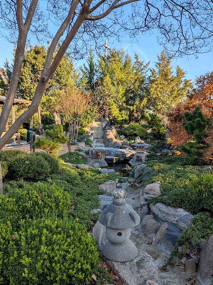 The Japanese Garden offers a surprising cultural twist in this German-Texan town, where carefully placed stones and tranquil greenery create a meditative escape.
