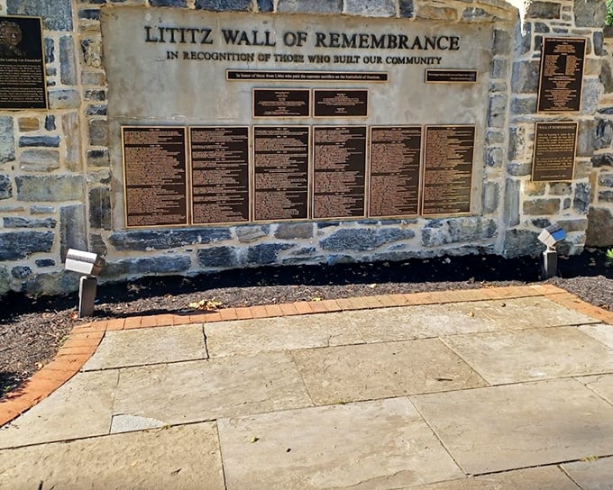 The Lititz Wall of Remembrance stands as a testament to community pride, etched with the names of those who shaped this charming borough into what it is today.
