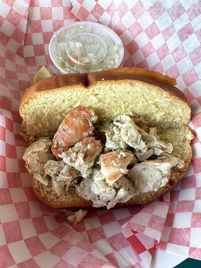 Lobster roll simplicity: chunks of sweet Florida lobster meat, minimal mayo, soft bun. Sometimes the best things in life require no explanation.