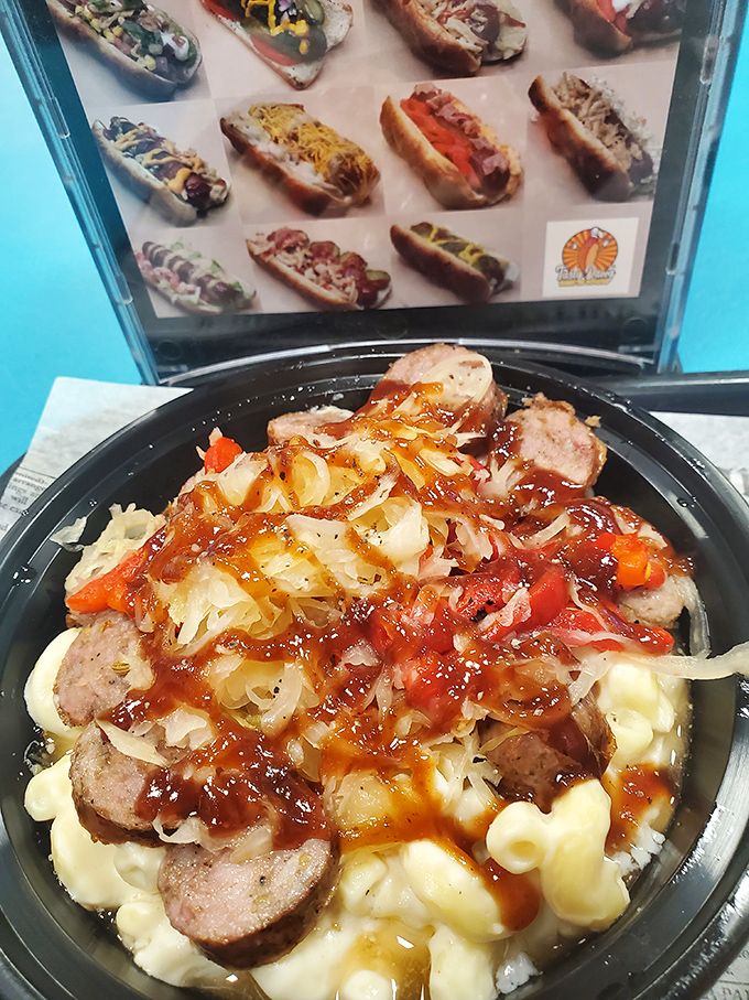 Mac and cheese gets the royal treatment with sliced sausage and tangy BBQ sauce. Comfort food that hugs your soul from the inside out.