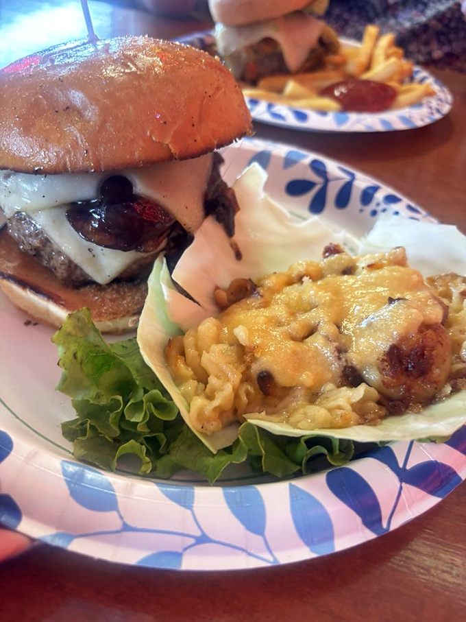Mac and cheese that doesn't come from a blue box, sitting beside a burger that doesn't come from a drive-thru. Some things in life are worth the wait.