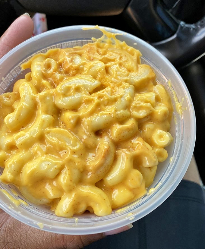 Mac and cheese that achieves the golden ratio of creamy-to-cheesy, making you question why anyone would ever eat the boxed stuff again.