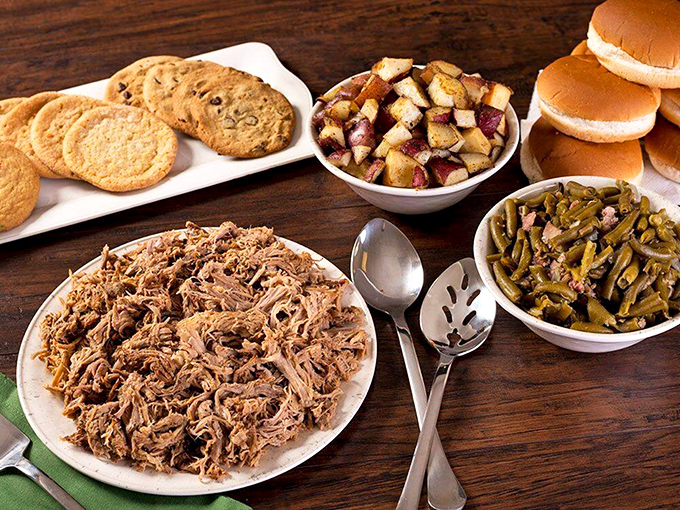 The barbecue spread that answers the eternal question: "Why choose one meat when you can have them all?" Sides playing perfect supporting roles.