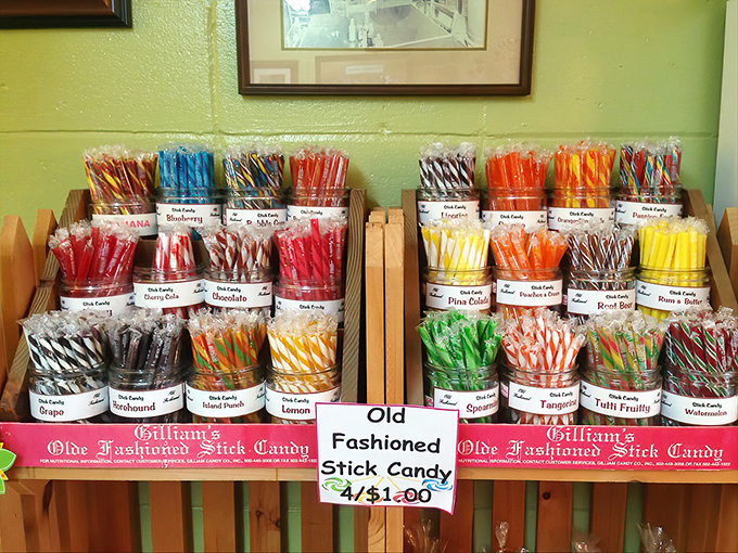 Old-fashioned stick candies arranged like a painter's palette of flavors&mdash;from classic peppermint to exotic tangerine and tutti frutti.