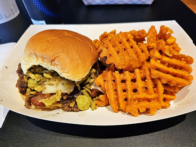 Sweet potato waffle fries and a PBJ Time burger&mdash;proof that sometimes the craziest-sounding combinations make the most beautiful music together, like Elton John and Eminem.