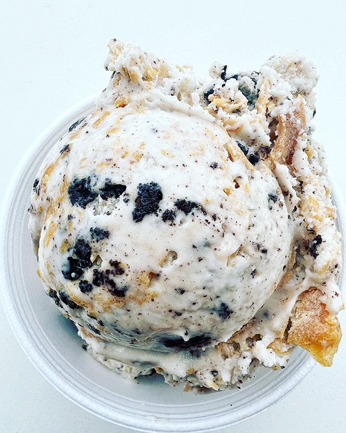 Cookie chunks swimming in creamy vanilla&mdash;proof that sometimes the best relationships are the messiest ones. This isn't just dessert; it's edible therapy.