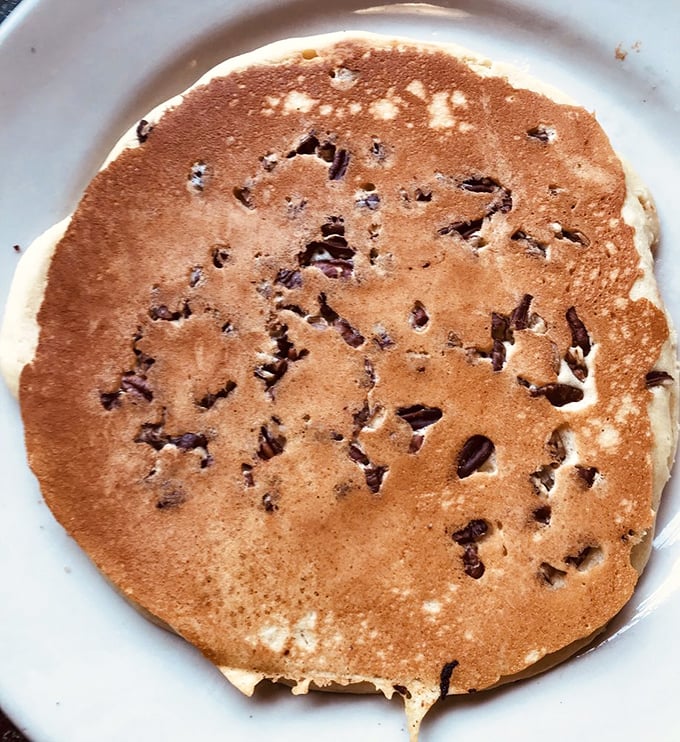 Close-up magic: The pecan pancake reveals its secrets. Those little pockets of nuts create textural contrasts that make each bite an adventure.