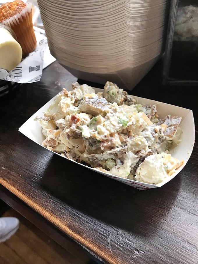 Potato salad that didn't come from a plastic tub at the supermarket. This is the side dish that threatens to upstage the main event.