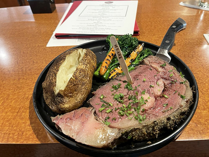 Prime rib that doesn't need a filter or fancy lighting&mdash;just your undivided attention. The loaded baked potato is no mere side character.