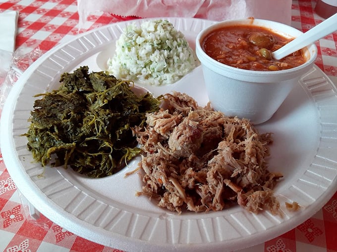 This isn't just pulled pork &ndash; it's Eastern Carolina tradition served with collards and Brunswick stew that would make your grandmother nod in approval.