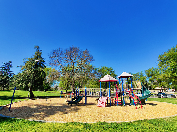 Playground equipment that doesn't require a second mortgage to visit&mdash;just one of Merced's family-friendly perks that keeps grandparents and grandkids equally delighted.