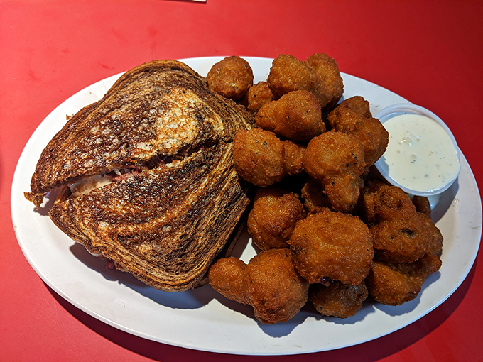 Fried mushrooms and a Reuben&mdash;the comfort food equivalent of wearing your favorite sweater while wrapped in a warm blanket during a thunderstorm.
