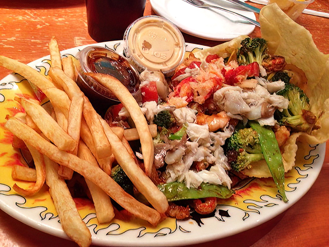 Who needs fancy plating when flavor does the talking? This seafood medley with crispy fries is the mountain version of ocean bounty.