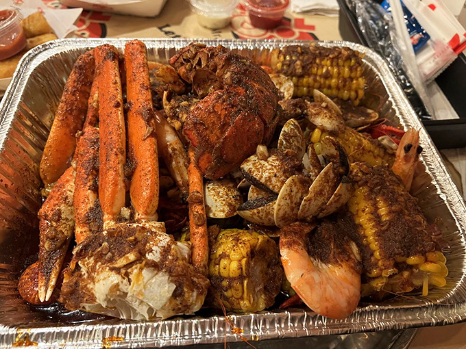 This isn't just dinner, it's an event. Snow crab legs, corn, and potatoes bathed in seasoning&mdash;a trifecta of flavors that demands to be savored.