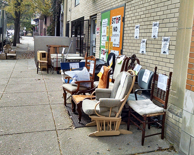 Sidewalk furniture auditions &ndash; these chairs and rockers are hoping you'll give them the role of "favorite reading spot" in your home.