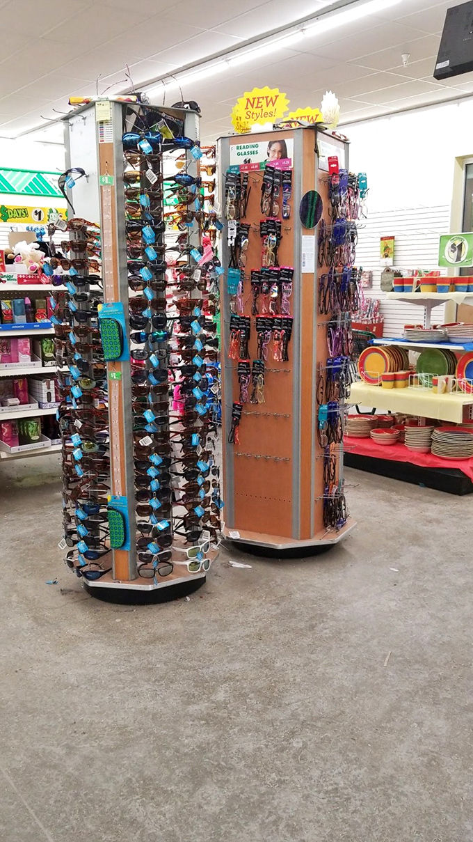 Who knew budget eyewear could look so good? These rotating racks offer protection from both sun and sticker shock.