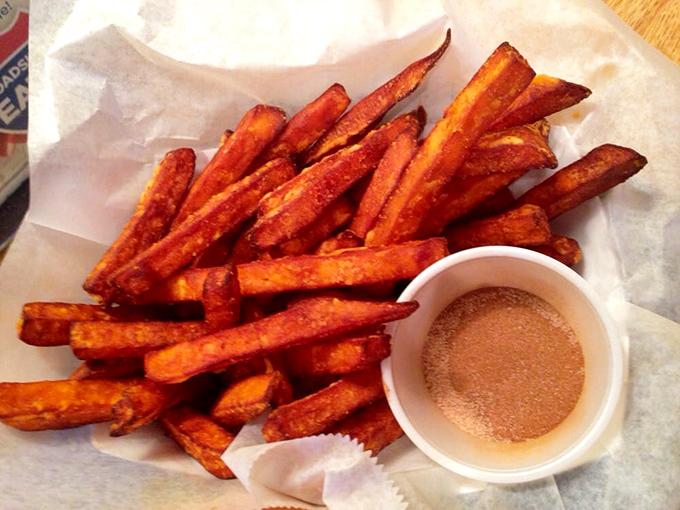 Sweet potato fries with cinnamon sugar &ndash; dessert masquerading as a side dish, and nobody's complaining about this delicious deception.