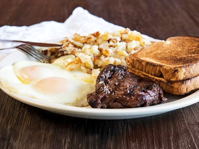 The steak and eggs breakfast isn't just a meal, it's a declaration: "Today might be tough, but my protein game is tougher."