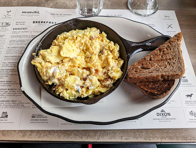 Eggs doing their best work, surrounded by a supporting cast that deserves its own culinary Oscar. That toast is ready for its sopping duties.