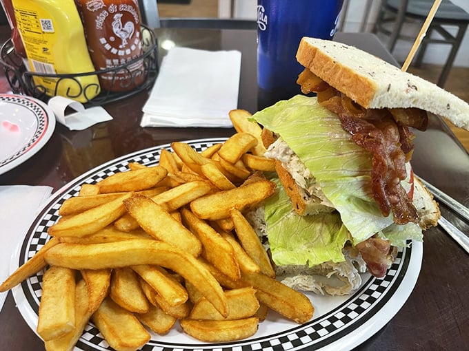 The classic BLT and fries combo gets the deli treatment, with thick-cut bacon and hand-cut fries that would make a cardiologist wince and a taste bud rejoice.