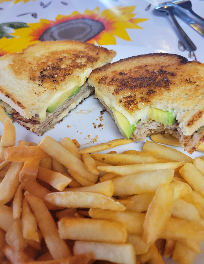 The avocado toast that would make millennials drive three hours uphill. Golden-toasted bread cradles creamy avocado and turkey in perfect harmony.