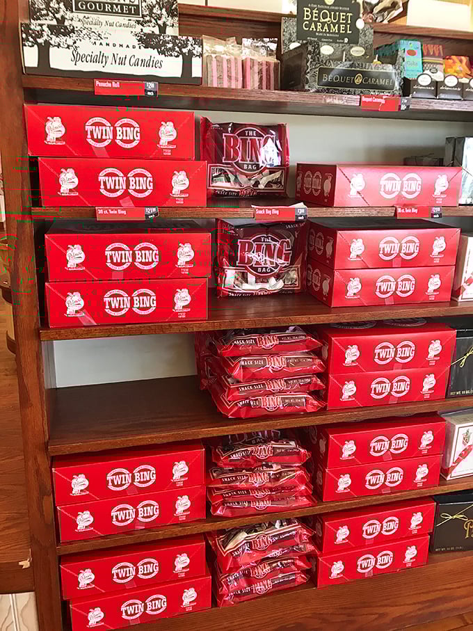 The legendary Twin Bing display&mdash;these cherry-chocolate-peanut confections are to Sioux City what cheesesteaks are to Philadelphia.