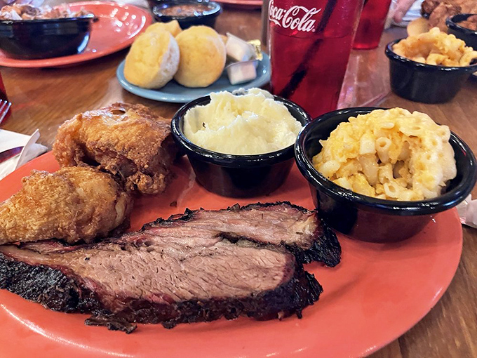 When you can't decide between meats, don't! This two-meat platter is like Solomon's wise solution to your barbecue dilemma. 