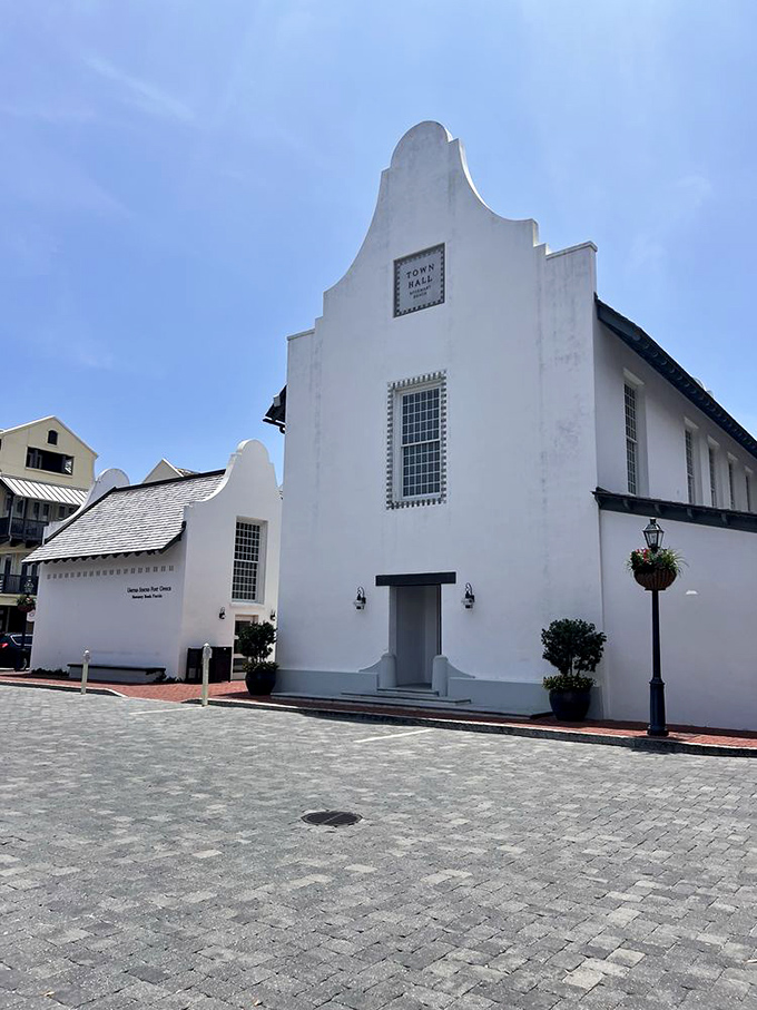 The Town Hall's distinctive Dutch-inspired architecture stands as Rosemary Beach's brilliant answer to the question: "Why build boring buildings?"