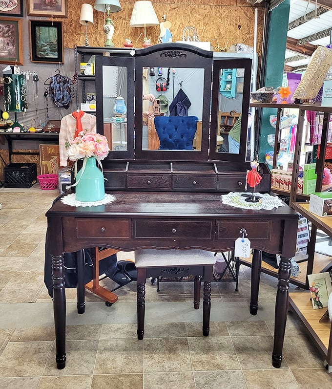 This isn't just a vanity&mdash;it's a time machine to grandmother's dressing room, complete with that distinctive vintage velvet patina.