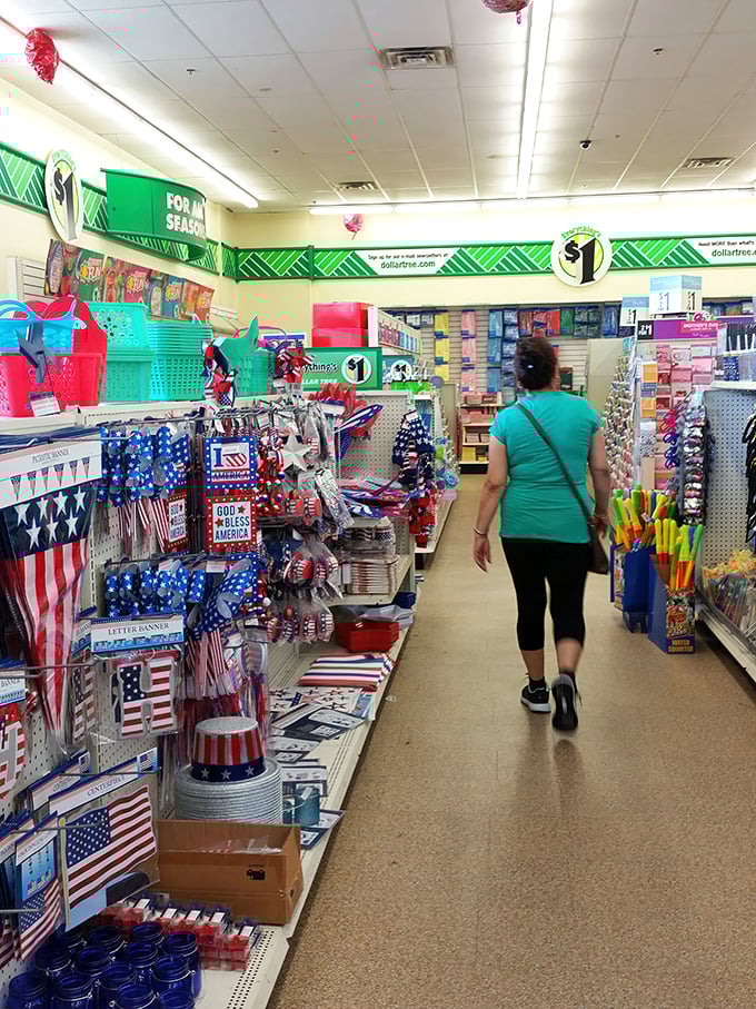 Patriotic displays transform ordinary shopping trips into celebrations of both American spirit and American savings.