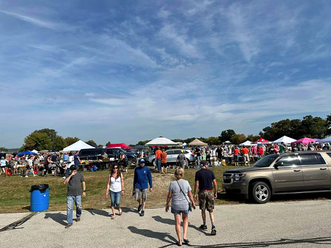 The pilgrimage to bargain heaven requires comfortable shoes and a keen eye. These shoppers have mastered both arts.