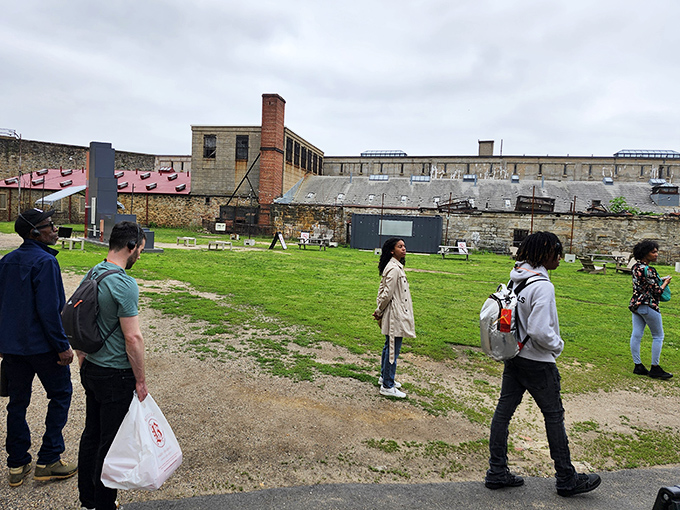 Visitors explore the grounds where thousands once served time. Today's guests can leave whenever they want&mdash;a luxury former residents didn't have.