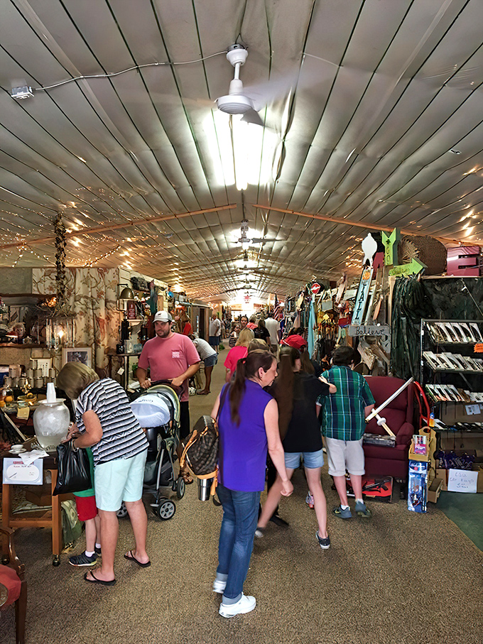 Indoor treasure hunting at its finest. The climate-controlled building offers respite from Louisiana heat while shoppers scan for that perfect something.
