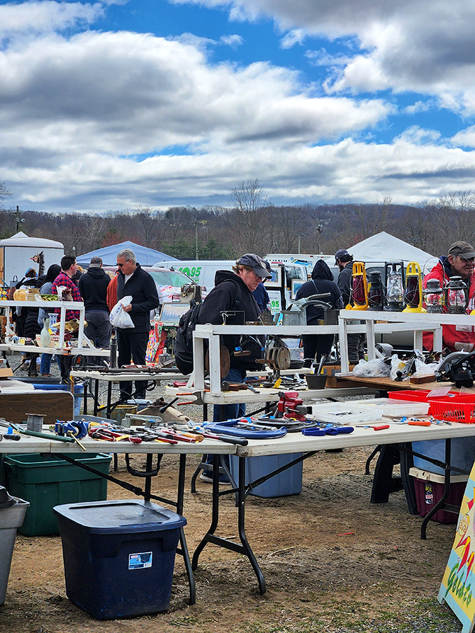 Tools of every trade line these tables. One person's retired hammer is another's vintage wall art&mdash;that's the beauty of it all.