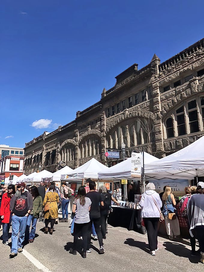 Against the sandstone elegance of Boise's historic buildings, market-goers create their own parade of weekend possibilities and culinary adventures.