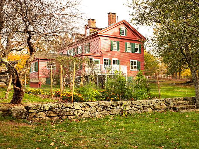 This historic red colonial home surrounded by stone walls and gardens is New England's version of a supermodel&mdash;photogenic from every angle and full of stories.