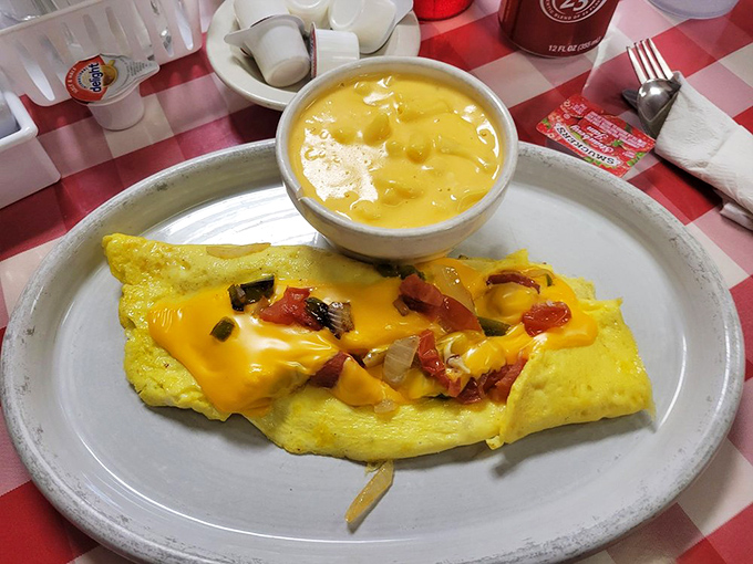 This Western omelet doesn't just bring the cheese&mdash;it delivers a sunshine-yellow package of morning joy with peppers and onions playing supporting roles.